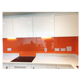 Orange Plain Colour Glass Splashback - Modern - Kitchen - Hertfordshire ...
