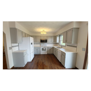 Orion, IL Updates-Painted Cabinets Silver Mist MSI Calacatta Laza ...