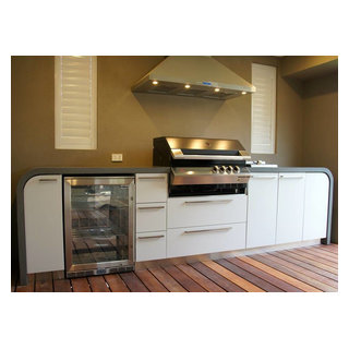 Outdoor Kitchen | polished concrete benchtops with waterfall ends ...