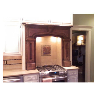 Proffitt Fireplace mantle over stove - Eclectic - Kitchen - Louisville ...