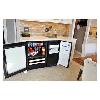 Quad Cities Kitchen With Gray Base Cabinets and Waterfall Counters ...
