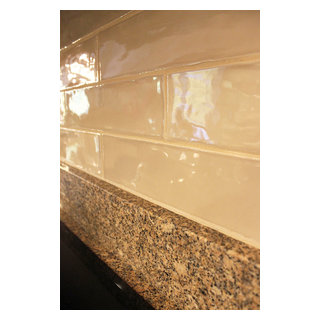 Quartz Island Countertop and Artigiano Tile Backsplash - Traditional ...