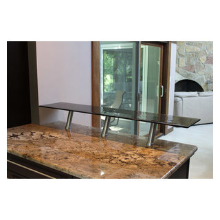 Raised glass counter attached to a granite countertop - Contemporary ...