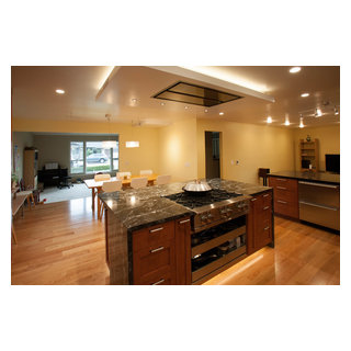 Rangehood necessitated ceiling drop box, exterior blower keeps noise ...