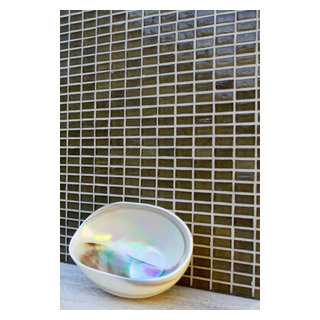 Rectangular Olive Glass Kitchen Backsplash - Modern - Kitchen - New ...