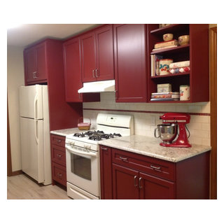 red retro kitchen - Midcentury - Kitchen - Raleigh - by Roberta Frank ...