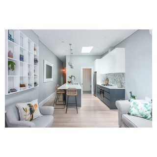 Blue Hue Kitchen with White benchtops - Contemporary - Kitchen - Sydney ...