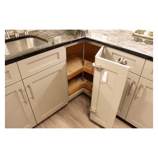 Refaced 2-tone kitchen, Base Cabinets - Harbor Mist; Wall Cabinets ...