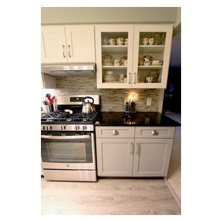 Refaced 2-tone kitchen, Base Cabinets - Harbor Mist; Wall Cabinets ...