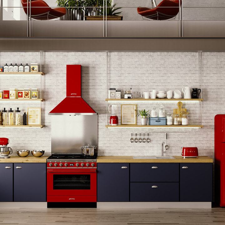 75 Kitchen with Blue Cabinets and Colored Appliances Ideas You'll Love ...