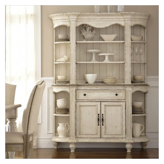 Riverside White Distressed Buffet and Hutch - Romantique - Cuisine ...