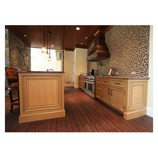 Rustic Lower Level Kitchen with adjacent Theater Room - Rustic ...