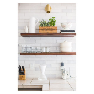 Rustic White Brick Kitchen Backsplash - Rustic - Kitchen - Seattle - by ...