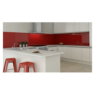 Seratone Fire in the Disco splashback with Caesarstone London Grey ...