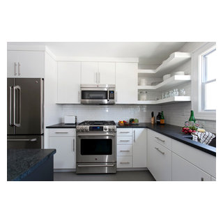 Simple, Clean Lines in this White Kitchen - Modern - Kitchen ...