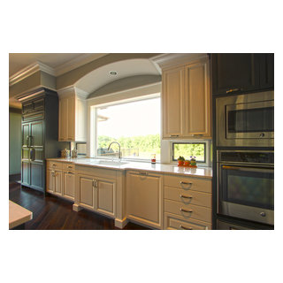 Sink Wall with Large Picture Window and Small Windows Under Cabinets ...