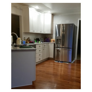 StarMark Transitional White kitchen with Shaker-style Cabinets ...