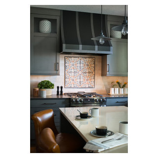 Streamlined Suburban Gray Kitchen - Transitional - Kitchen ...