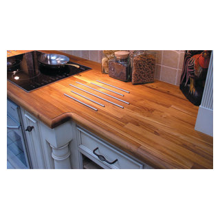 Teak Solid Wood Countertop with inset heat rods for protection from hot ...