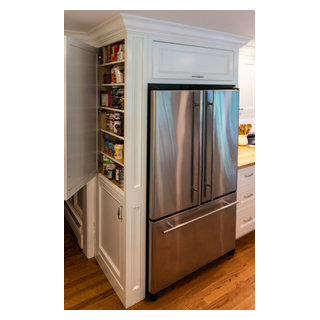 The Side Pantry is open to show storage - Transitional - Kitchen - New ...