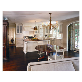 Traditional Kitchen & Dining Area - White & Dark Hardwood - Traditional ...