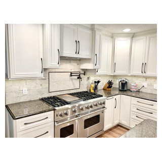 Traditional Style Kitchen Remodel With Ivory Painted Cabinets and Dark ...