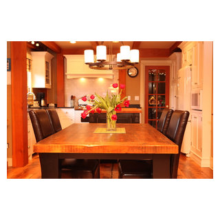 Traditional white kitchen cabinets in Wesley Ellen timber-frame ...