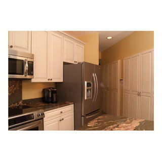 Traditional White Kitchen with Dark Granite and Custom Island in ...