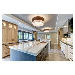 Transitional Kitchen with an Industrial Edge and Double Islands ...
