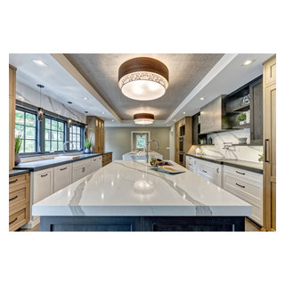 Transitional Kitchen with an Industrial Edge and Double Islands ...