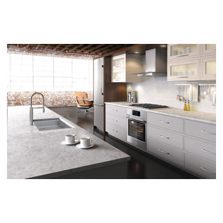 Transitional Kitchen with Industrial Elements and Bosch Appliances ...