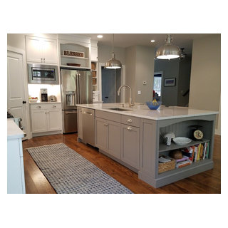 Transitional Kitchen with Platinum Island with Cambria Countertop ...