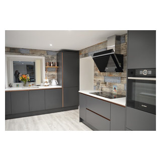 True Handleless Matt Graphite and Copper Kitchen - Modern - Kitchen ...