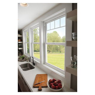 Tuscany Series single hung windows with valance grids close up ...
