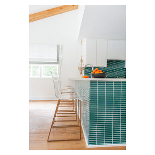 Vibrant Blue Kitchen Bar Wall and Backsplash Tile - Eclectic - Kitchen ...