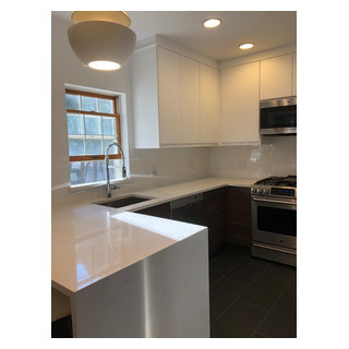 Voxtorp White and Walnut IKEA kitchen in Staten Island - Contemporary ...
