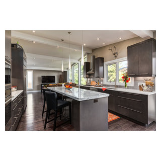 Walkthrough kitchen in dark wood - Transitional - Kitchen - Calgary ...