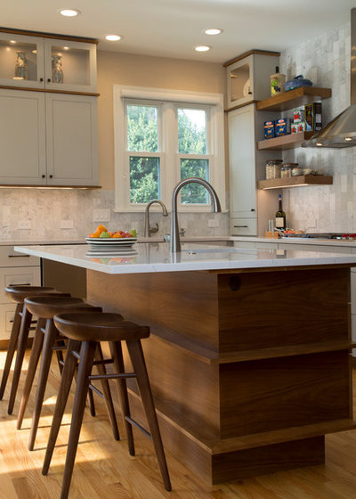 Warm Walnut and Soothing Gray Balance a North Carolina Kitchen