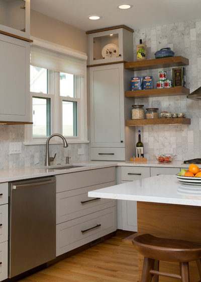 Warm Walnut and Soothing Gray Balance a North Carolina Kitchen