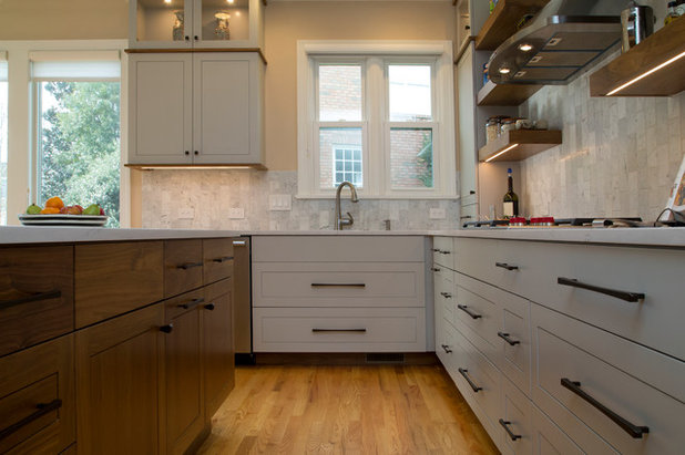 Warm Walnut and Soothing Gray Balance a North Carolina Kitchen