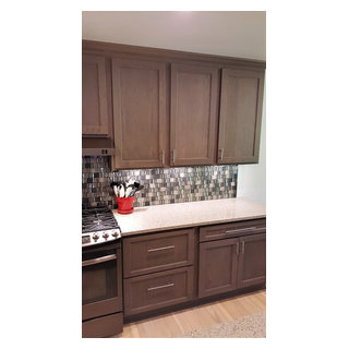 Warm, Grey Stained Oak Kitchen with Modern Accents - Contemporary ...