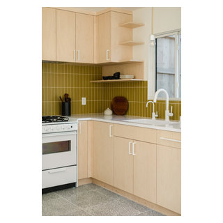 Warm Yellow Kitchen Tiles Backsplash - Scandinavian - Kitchen - Los ...