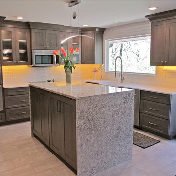 Quartz Waterfall Kitchen Island - Photos & Ideas | Houzz