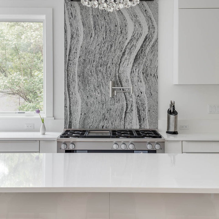 White Quartz Waterfall Island - Photos & Ideas | Houzz