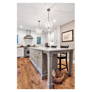 White Inset Kitchen with Large Island - Farmhouse - Kitchen - New York ...