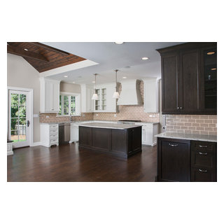 White Kitchen stained Perimeter Tongue and Groove ceiling ...
