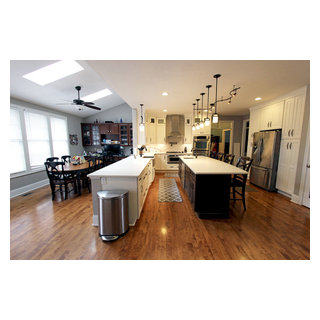 White Kitchen with Espresso Island and Eternia Caringdale Quartz ...