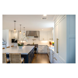 White Modern Kitchen with Compac Quartz Counters and Island - Modern ...