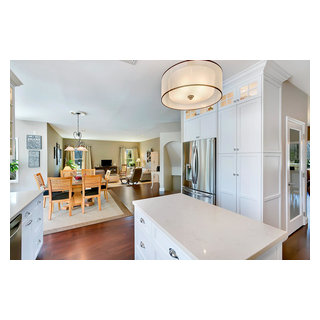 White Transitional Kitchen Staggered Height Cabinets - Transitional ...