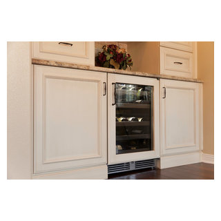 Wine Cooler in Mediterranean Style Kitchen Remodel - Mediterranean ...